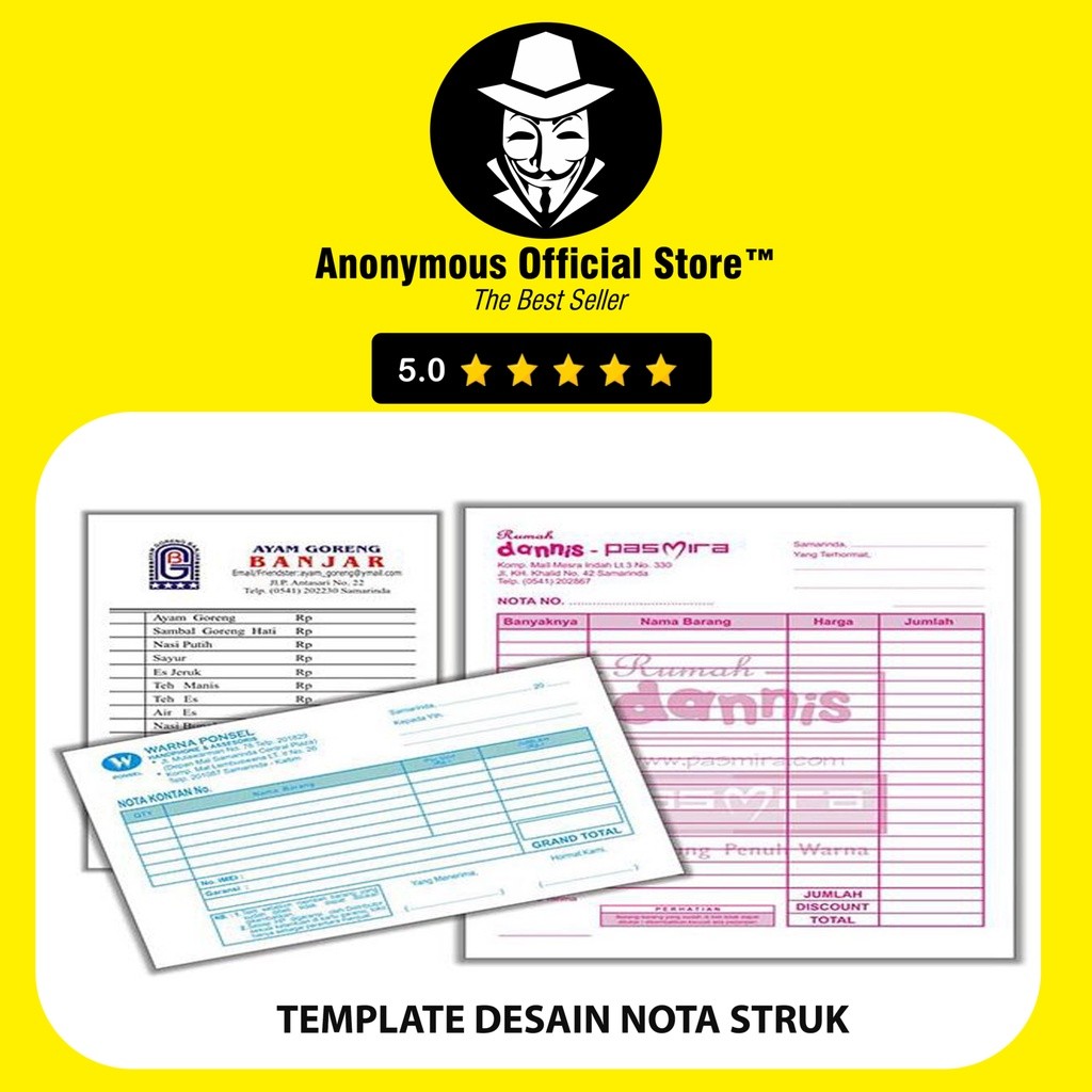 Jual KOLEKSI TEMPLATE DESAIN NOTA STRUK BUKTI PEMBAYARAN PREMIUM SIAP ...