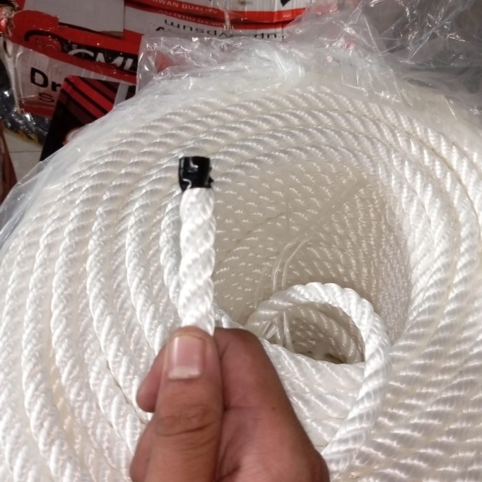 Jual 1 Roll Tali Tambang 12mm -+220 Meter Nylon Rope Putih Nilon Besar ...