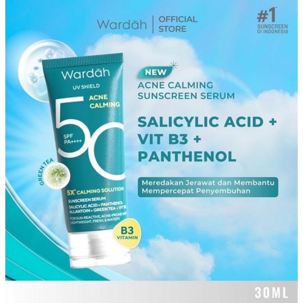 Jual Wardah UV Shield Acne Calming Sunscreen Serum SPF 50 PA++++ 25ml ...