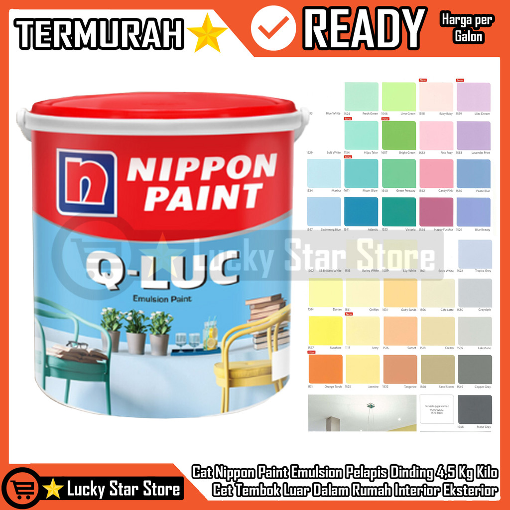 Jual Nippon Paint Q-Luc Emulsion Paint Wall 4,5 Kg Dinding Cat Tembok ...