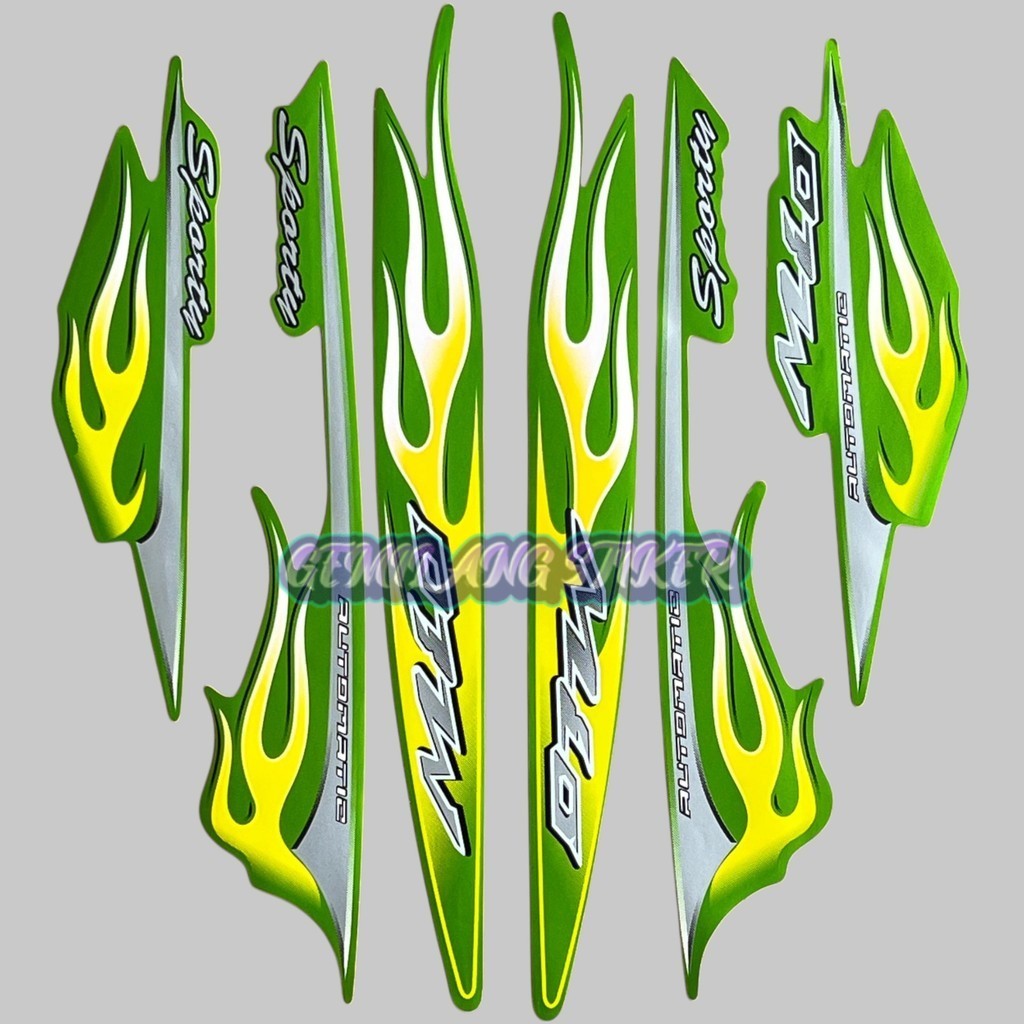 Jual Striping Sticker Yamaha mio 2006 2007 sporty api hijau list kuning ...
