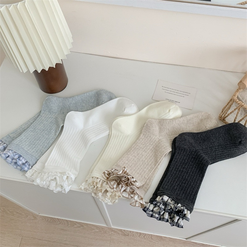 Jual Hey Bliss - Betty Ruffle Korean Socks / Kaos Kaki Tinggi Premium ...