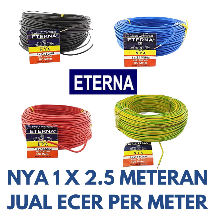 Jual KABEL LISTRIK KAWAT ENGKEL TUNGGAL WARNA ETERNA NYA 1X2.5 ECER PER METER (G) | Shopee Indonesia