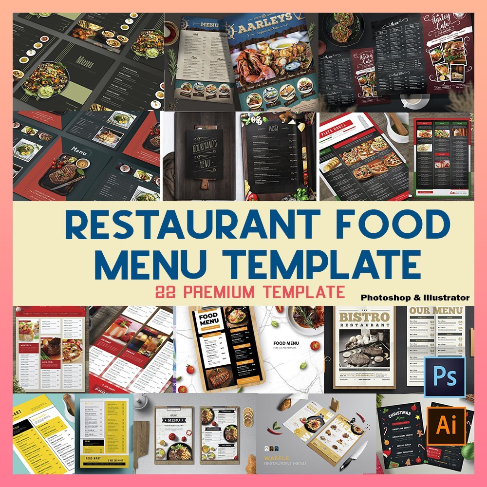 Jual 22 Premium Restaurant Food Menu Editable Template Collection ...