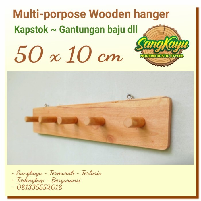 Jual Gantungan baju serbaguna kapstok kayu 50x10 Multiporpose Wooden ...