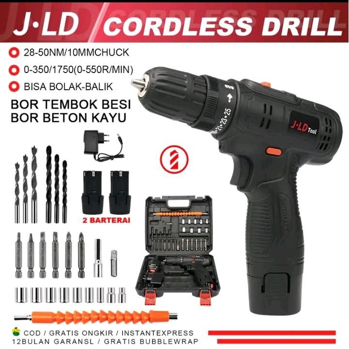 Jual JLD Mesin Bor Tangan Portable Cordless Hand Drill 10mm Beton Kayu ...