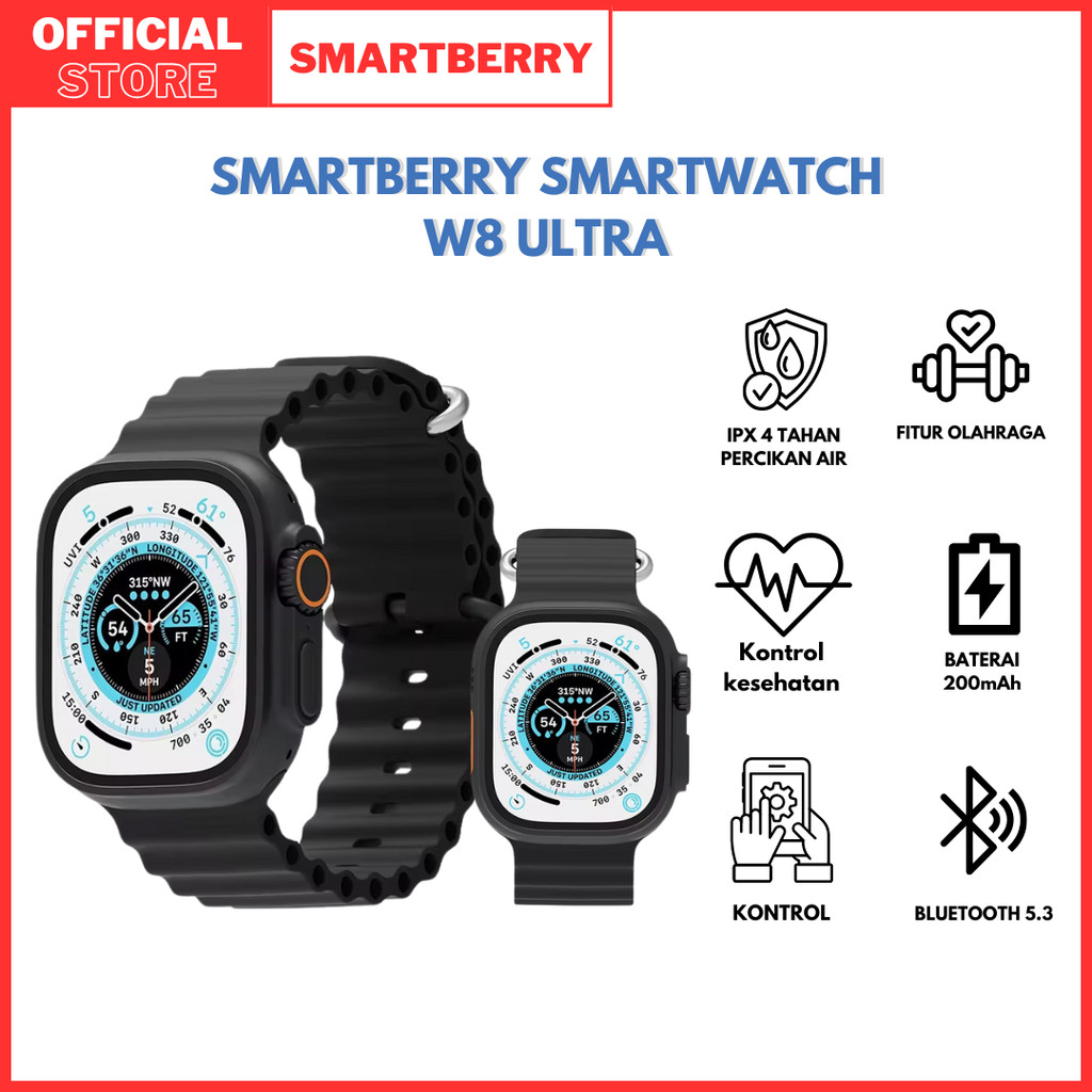 Jual Smartberry W8 Ultra Smartwatch – Jam Pintar Trendi & Kekinian ...