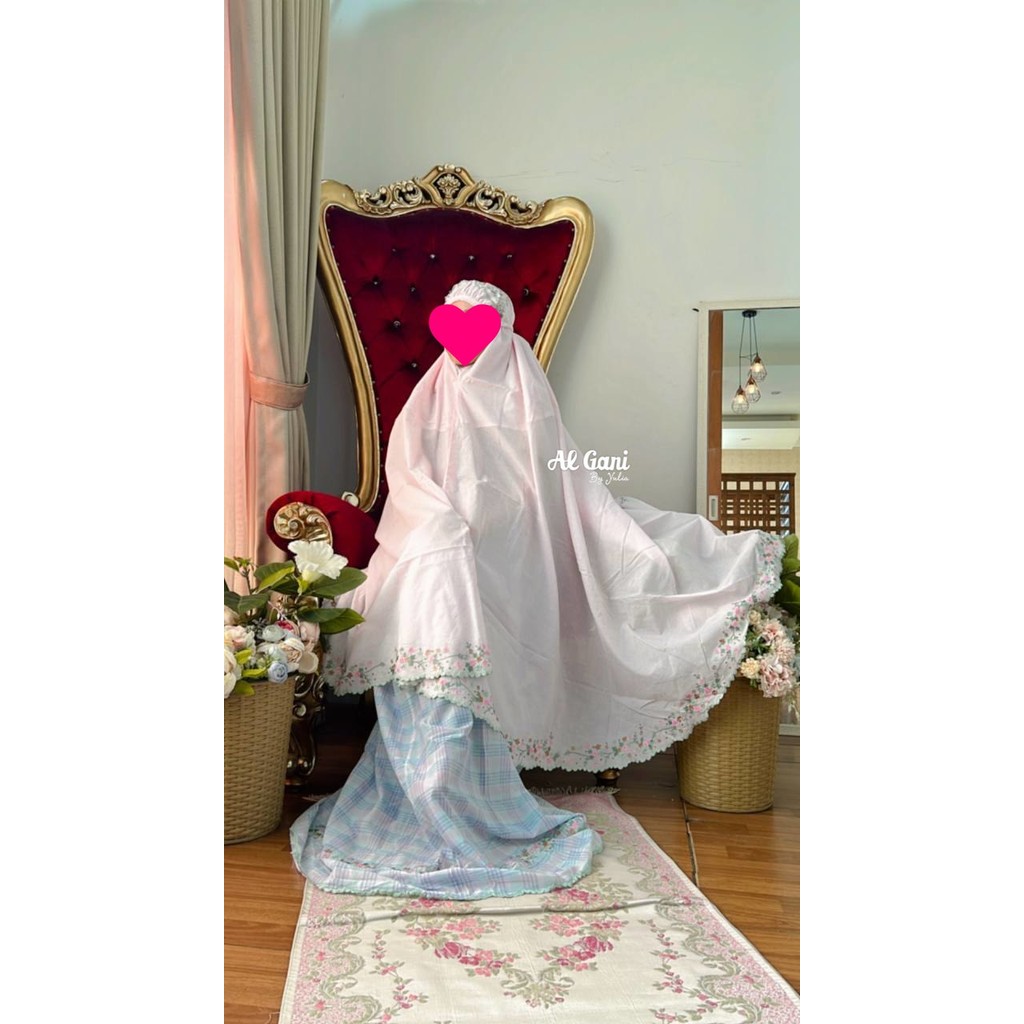 Jual Mukena ALGANI RAMADHAN Terbaru Pink Border kotak untuk Sehari-hari ...