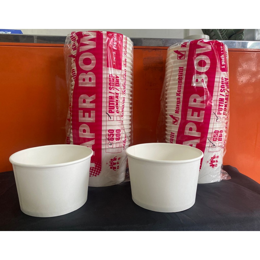 Jual PAPER BOWL PUTIH DPS 650 ML (22 OZ) ISI 25 PCS | Shopee Indonesia