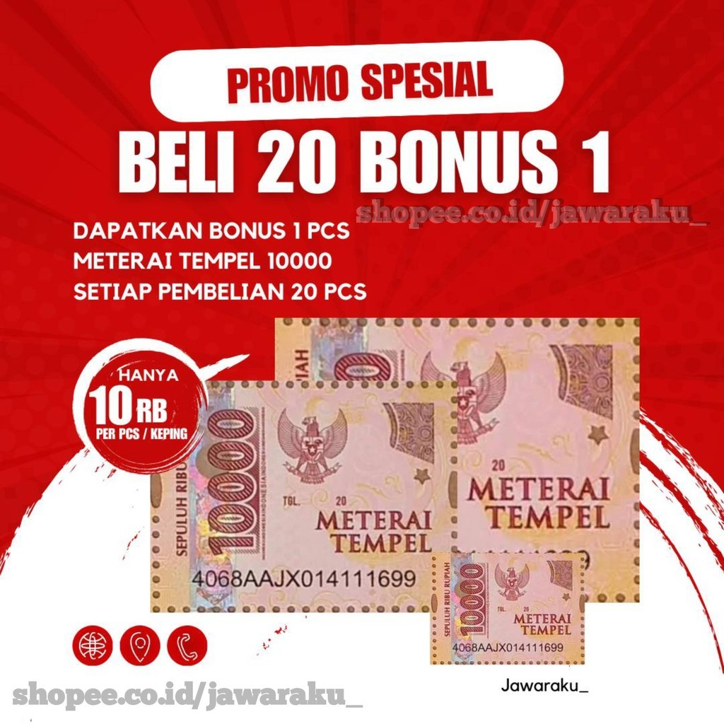Jual Materai Perangko Kantor Pos 10000 pcs ( PER 30 PCS/KEPING) RESMI ...