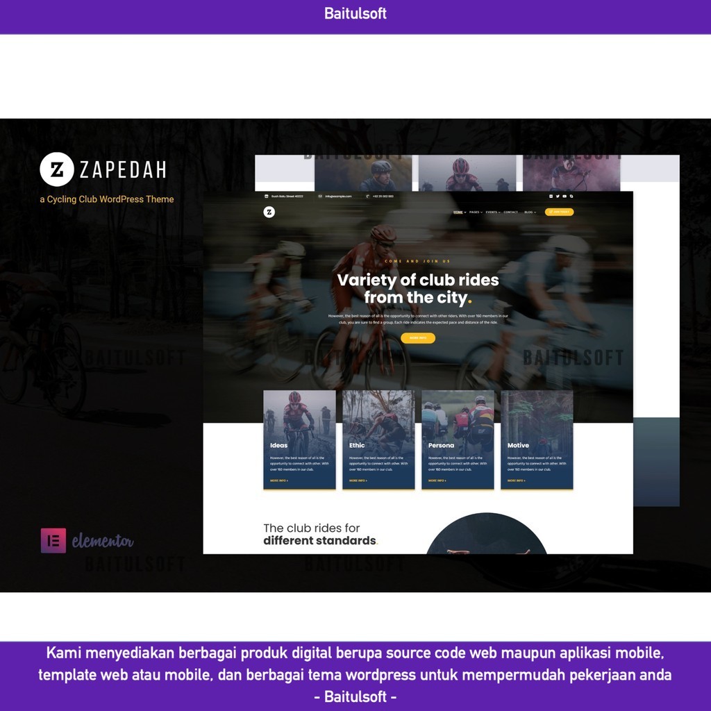 Jual TEMA WEB ZAPEDAH - CYCLING CLUB WORDPRESS THEME D5255 BAITULSOFT LISENSI ORIGINAL FULL ...