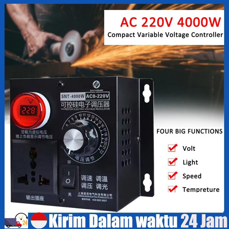 Jual 【Stok Siap】AC 220V 4000W Pengatur Kecepatan Regulator Dimmer Lampu ...