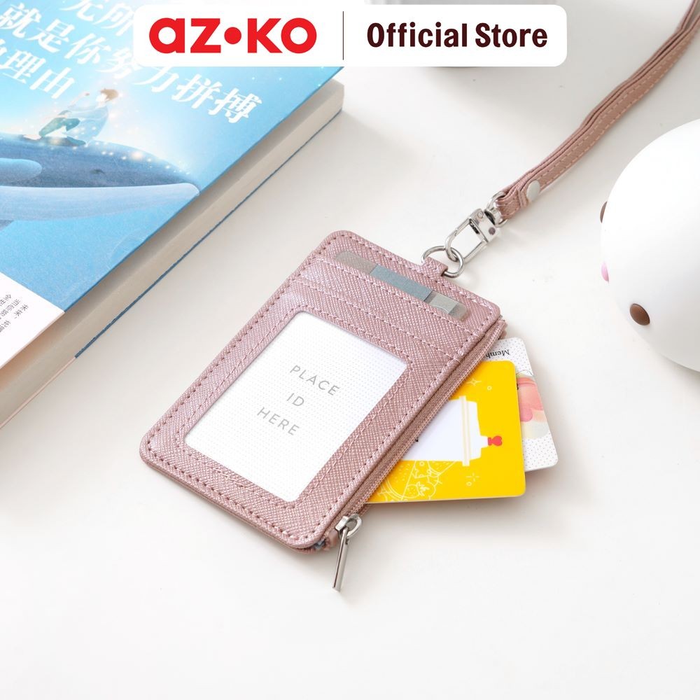 Jual AZKO Ataru Holder Id Card Dengan Resleting - Rose Gold Lanyard ...