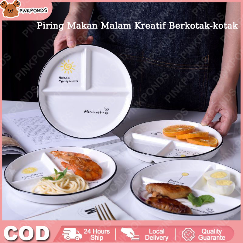 Jual Piring Keramik Piring Terbagi Bulat Piring Keramik Camilan Buah ...