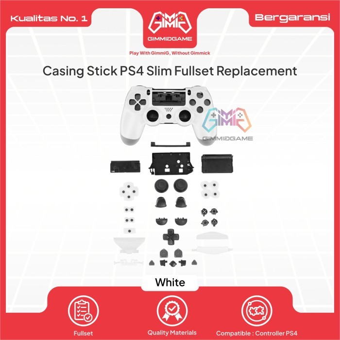 Jual Casing Stik Stick PS4 Wireless DS4 Slim LED Light Bar Warna Putih ...