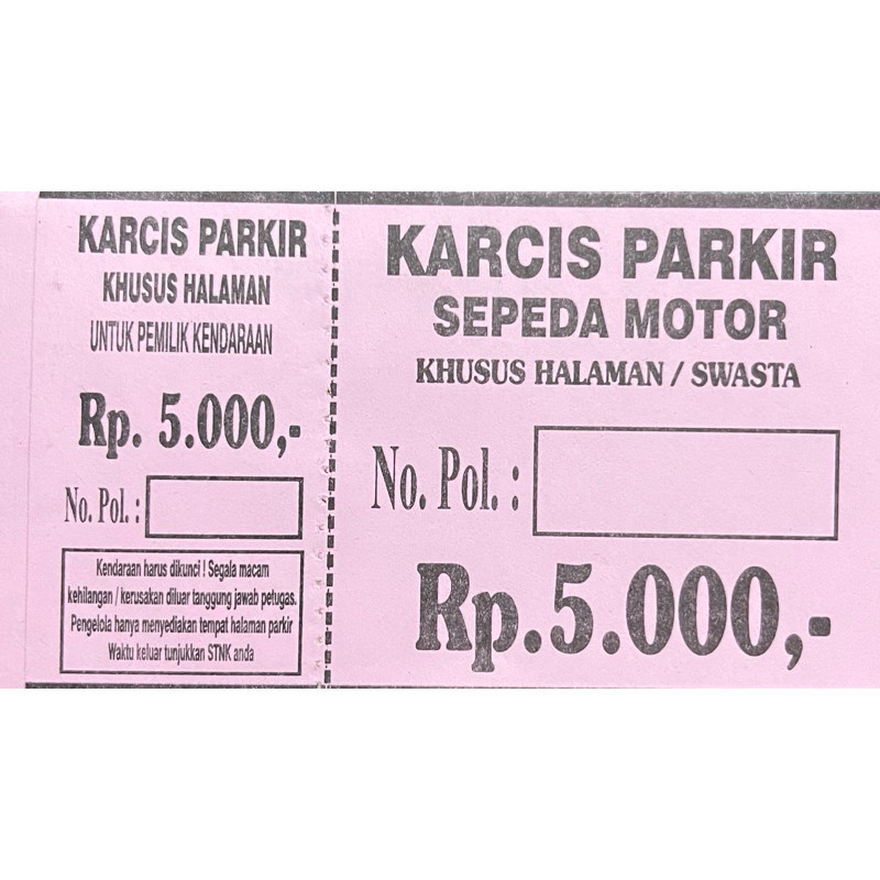 Jual KARCIS PARKIR MOTOR MOBIL UNIVERSAL KERTAS WARNA | Shopee Indonesia