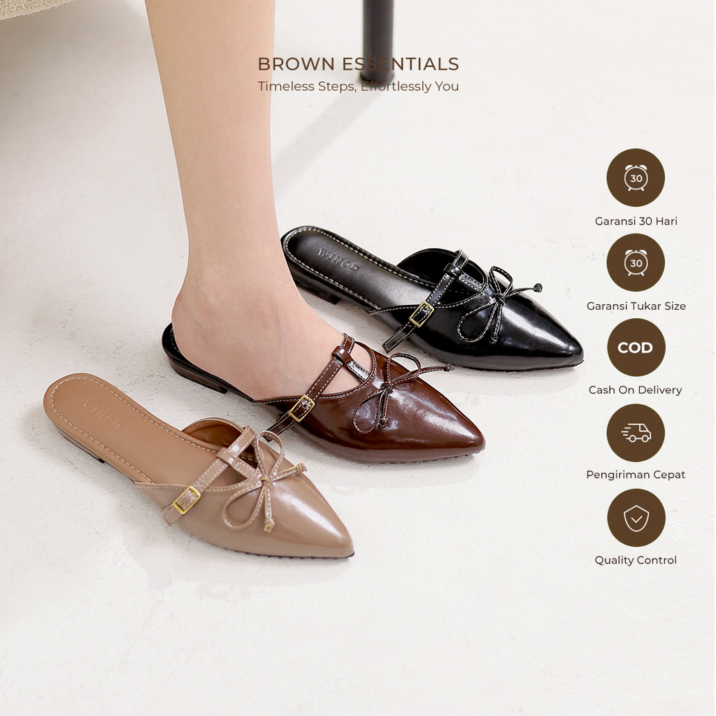 Jual WINOD Wilona Mules 2cm Sepatu Slip On Casual Brown Essentials ...