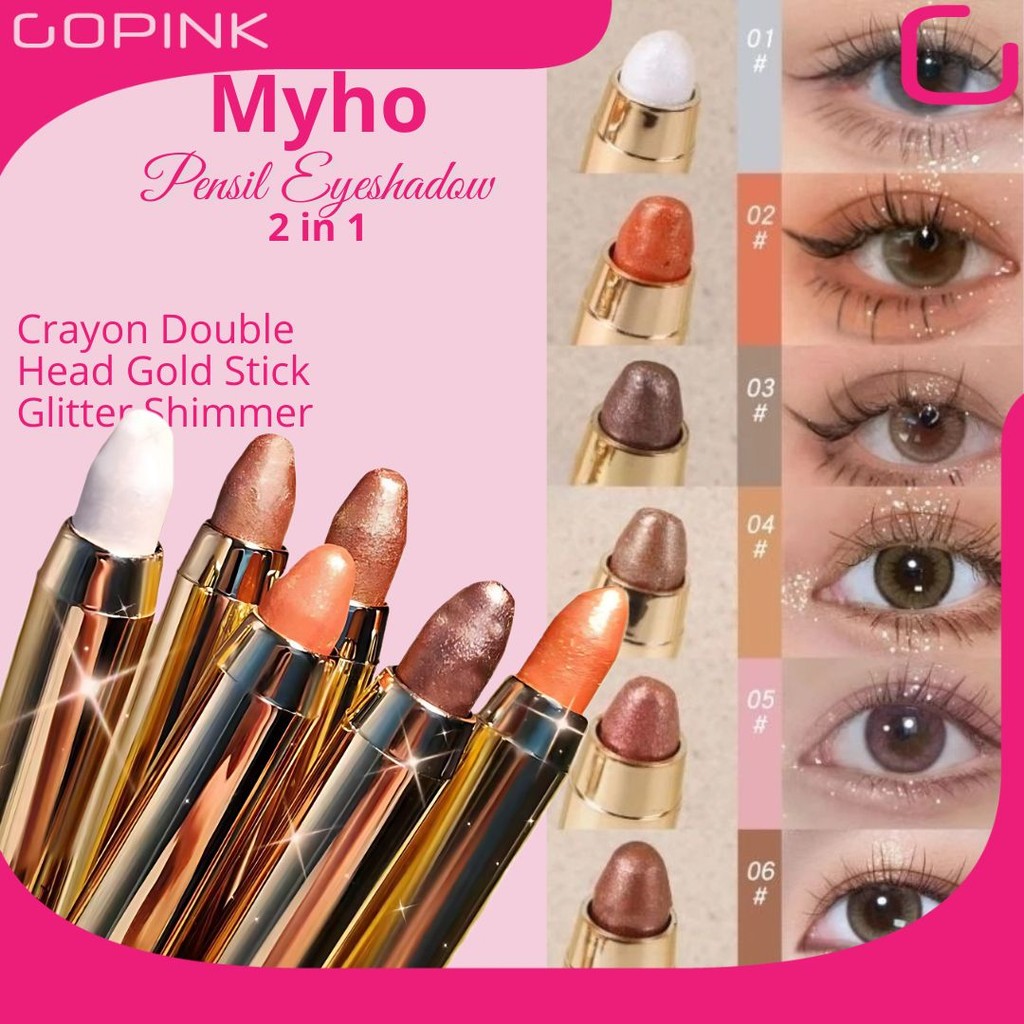Jual Eyeshadow Crayon Double Head Gold Stick Glitter Shimmer Myho 2 In ...