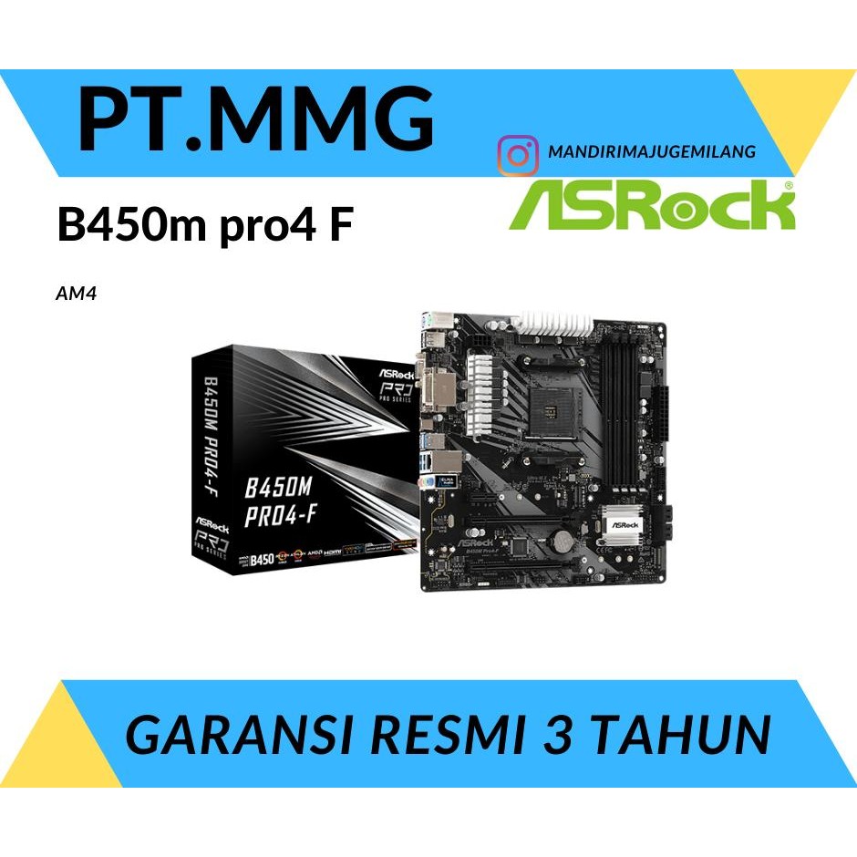 Jual Motherboard ASROCK B450M Pro4 F R2.0 R2 AMD AM4 DDR4 B450 M Pro4 F ...