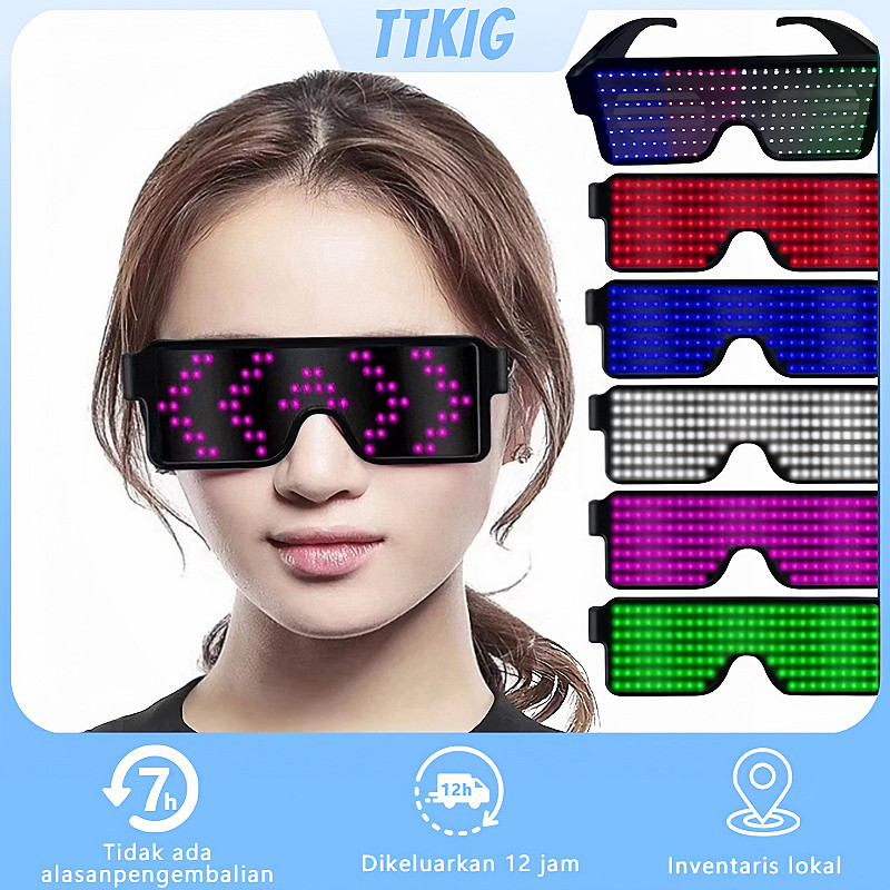 Jual Kacamata LED Virtual Fashion USB 11 Mode Flash Light Party DJ ...