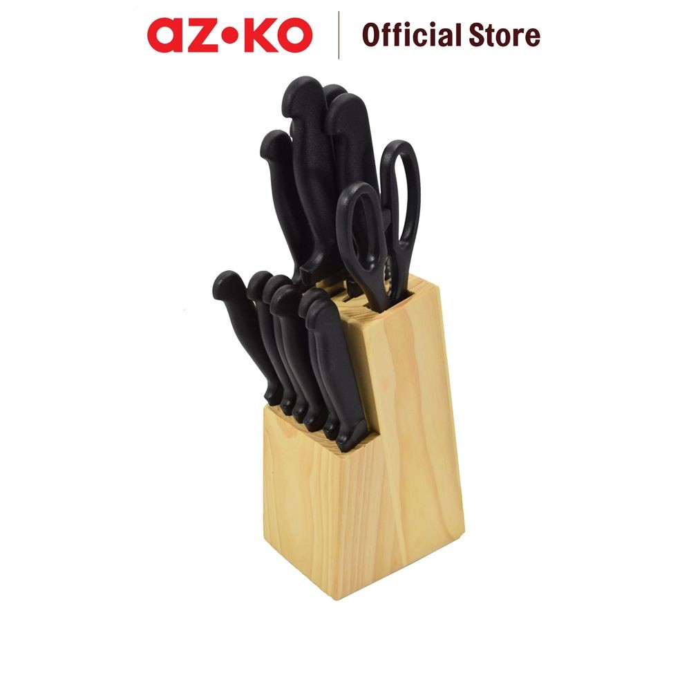 Jual AZKO Kris Set 13 Pcs Pisau Dapur Dengan Block Penyimpanan Knife ...