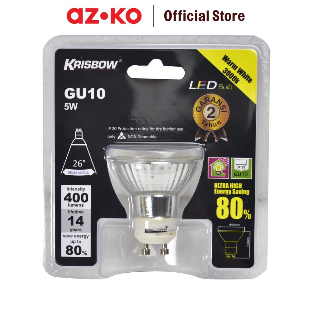 Jual AZKO Krisbow Bohlam Led Gu10 Bulb Lampu Cahaya Kuning Indoor ...