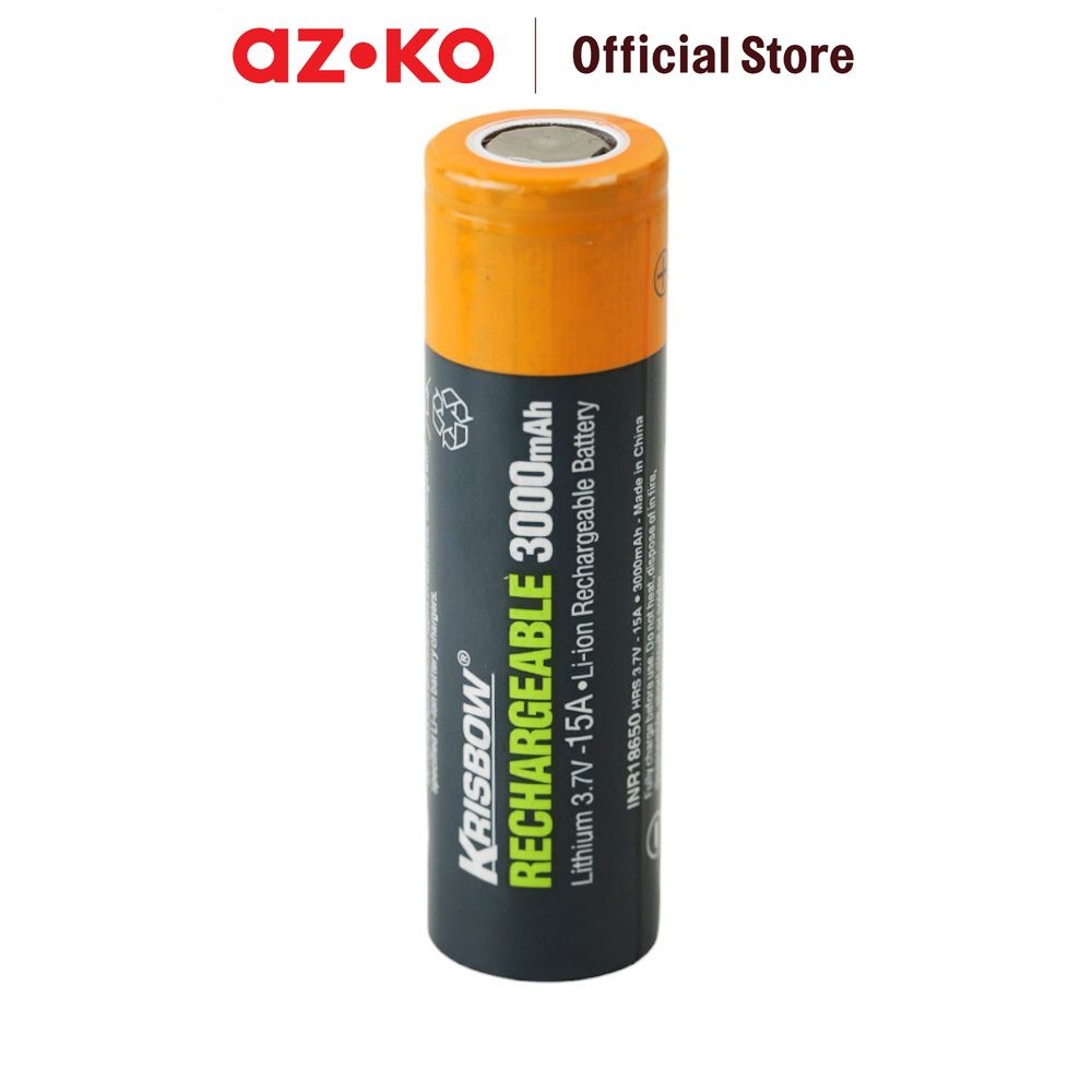 Jual AZKO Krisbow Baterai Rechargeable 3000 Mah 15a 18650 Batre Isi ...
