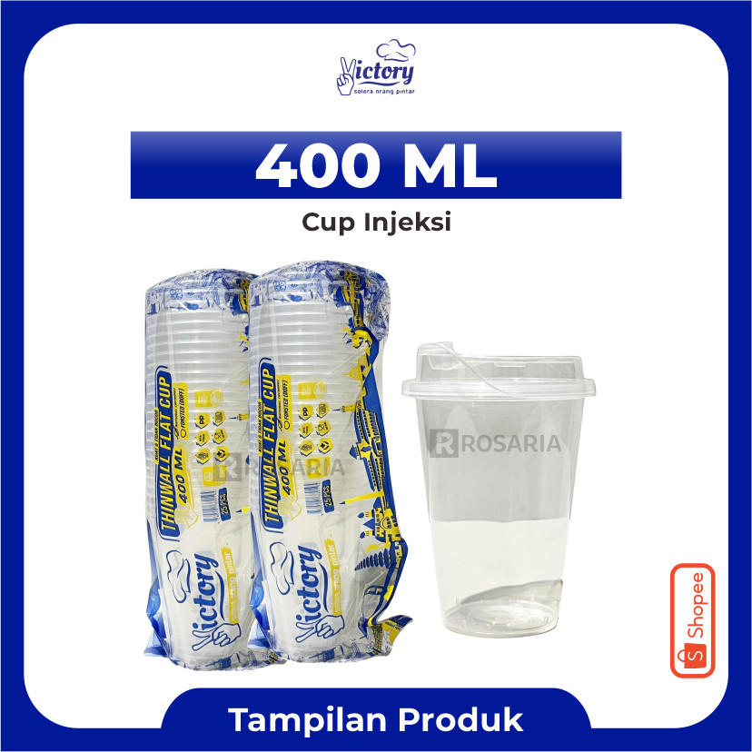 Jual CUP INJECTION DATAR 14 OZ / 400 ML THINWALL VICTORY Gelas Plastik ...