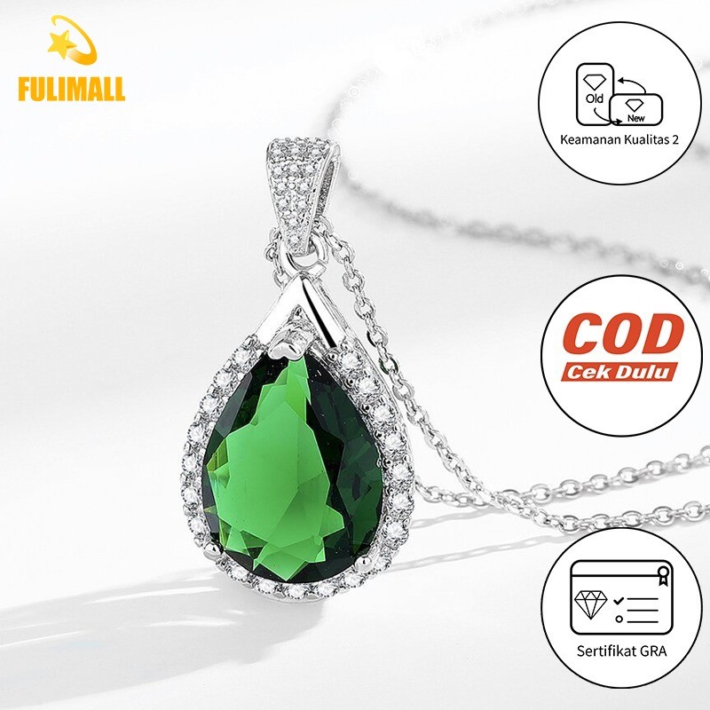 Jual FULIMALL Kalung Liontin Wanita Pelembab Hijau Berbentuk Buah Pir ...