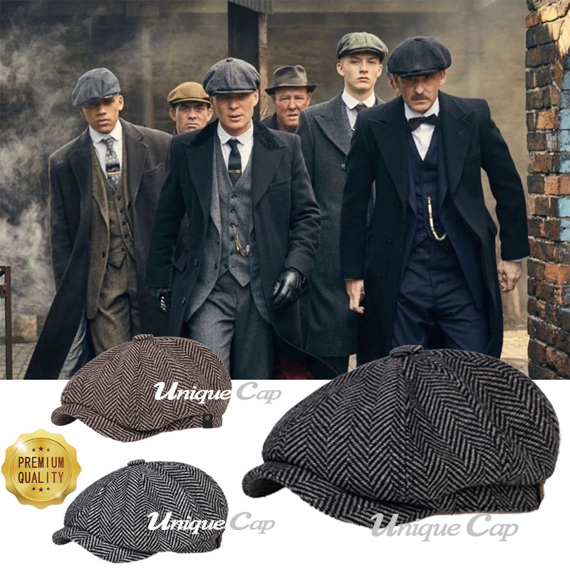 Jual Topi Baret Pria Pola Herringbone Tebal Topi Oktagonal Wol Wanita ...