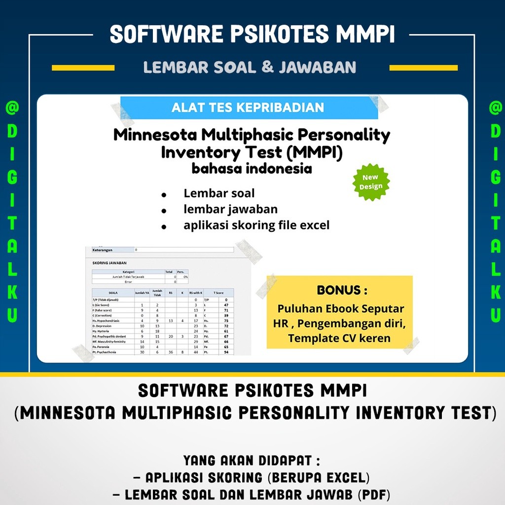 Jual Software Alat Psikotes MMPI (Minnesota Multiphasic Personality ...