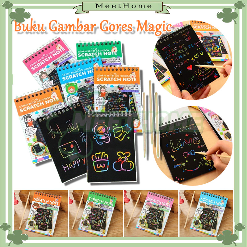 Jual Scratch Note / Buku Gambar Gores Magic Warna warni Lucu Imut ...