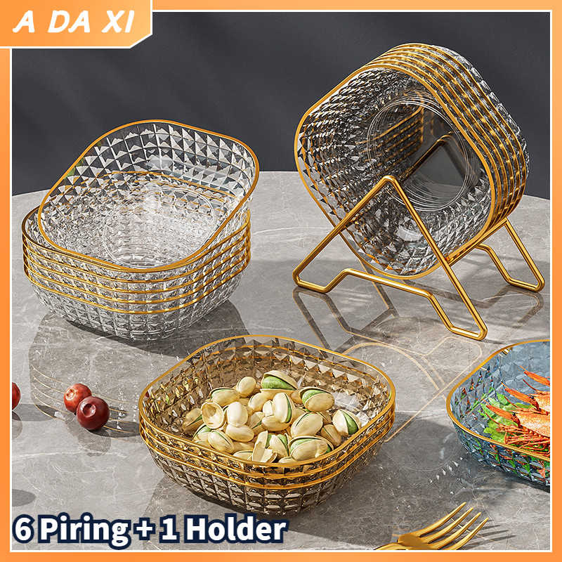 Jual 6 Piring + 1 Tatakan Piring Buah Snack Dish Plate Plastik Rumah ...