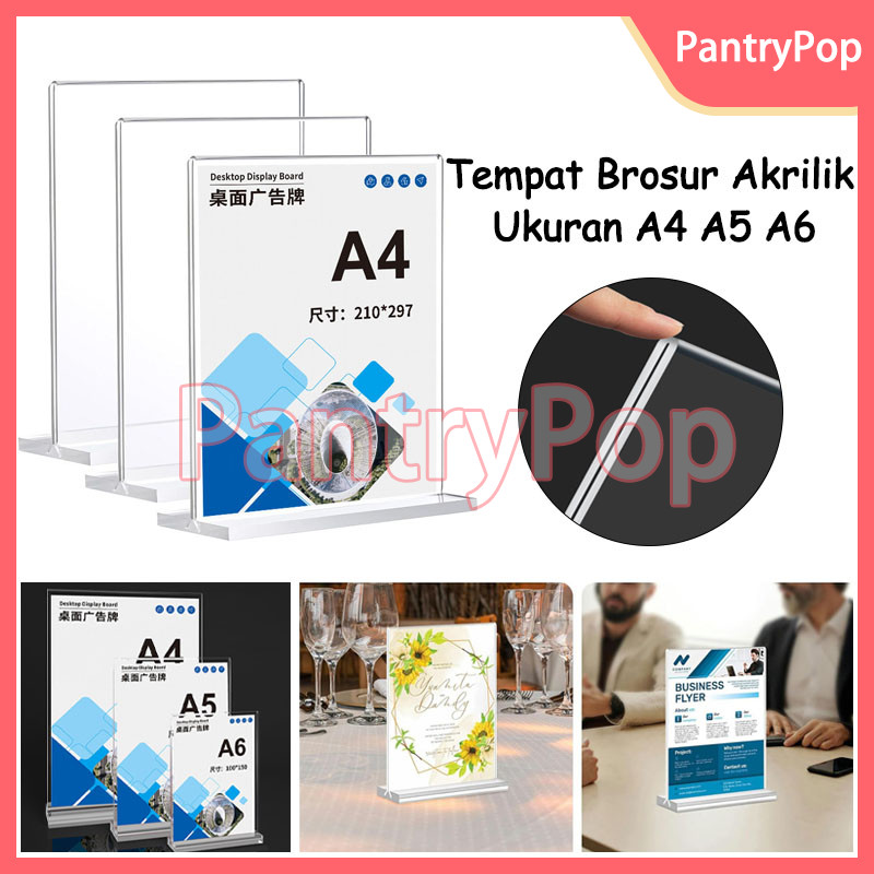 Jual Tempat Brosur Akrilik Ukuran A4 A5 A6 / Display Menu Akrilik ...