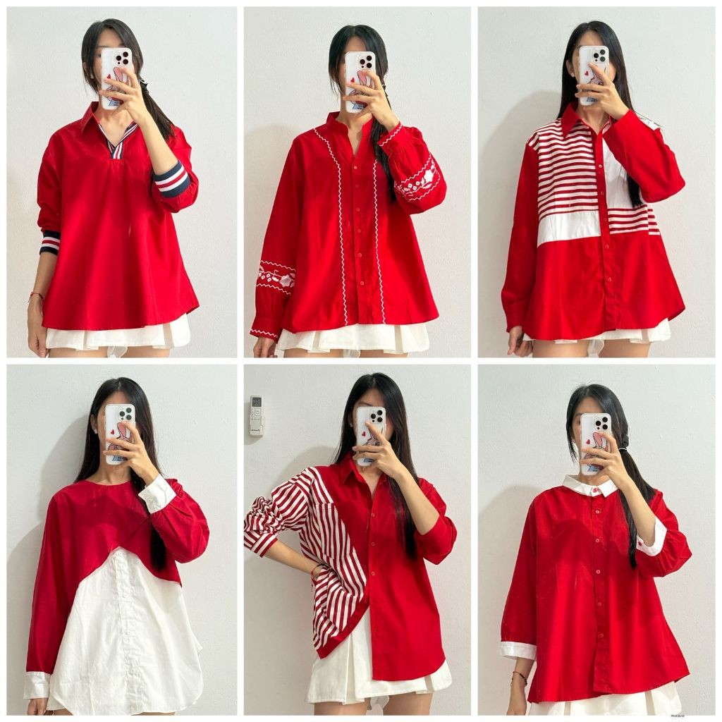 Jual PERCENT - ATASAN KEMEJA WANITA EDISI MERAH PUTIH 17 AGUSTUS ...