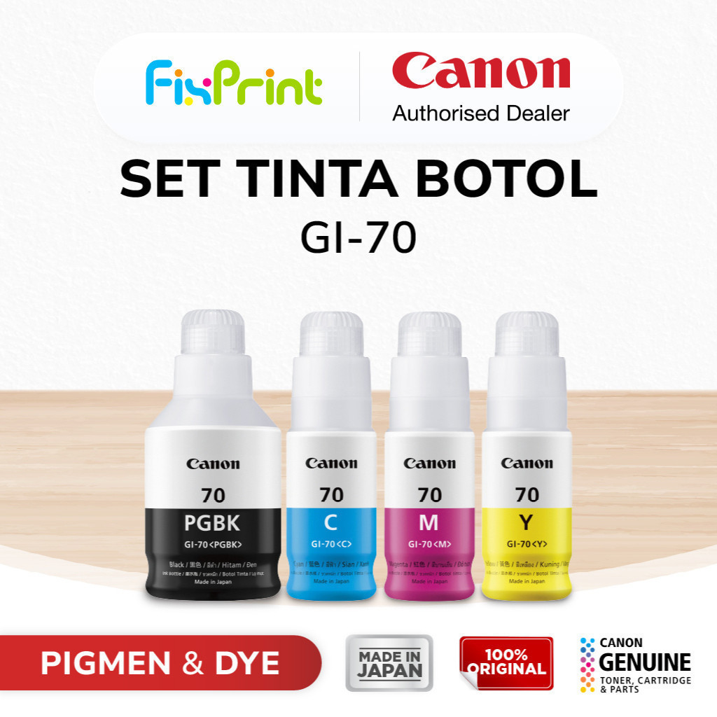 Jual FixPrint Tinta Original Canon 70 Black Cyan Magenta Yellow GI70 GI 70 Printer G5070 G6070 ...