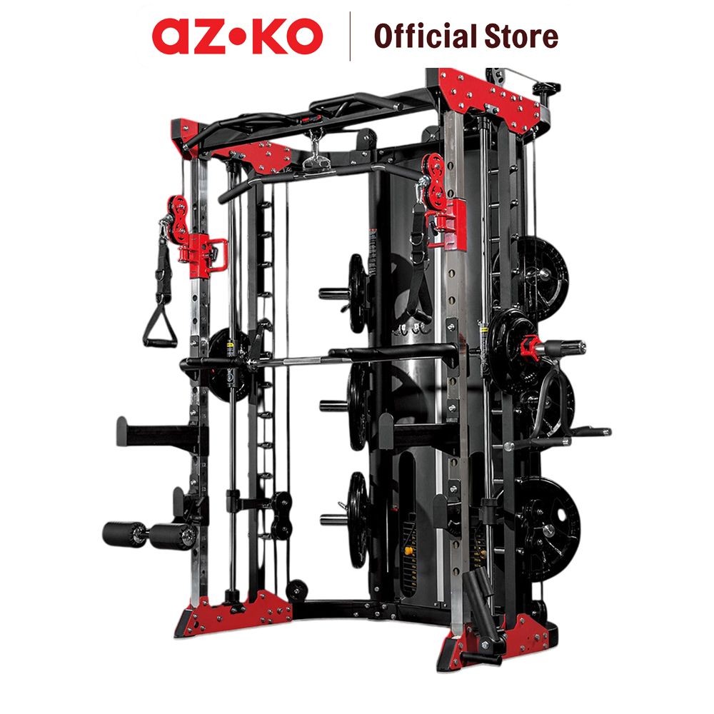 Jual AZKO Kinetic All In One Smith Machine X10 - Hitam/Merah Alat ...
