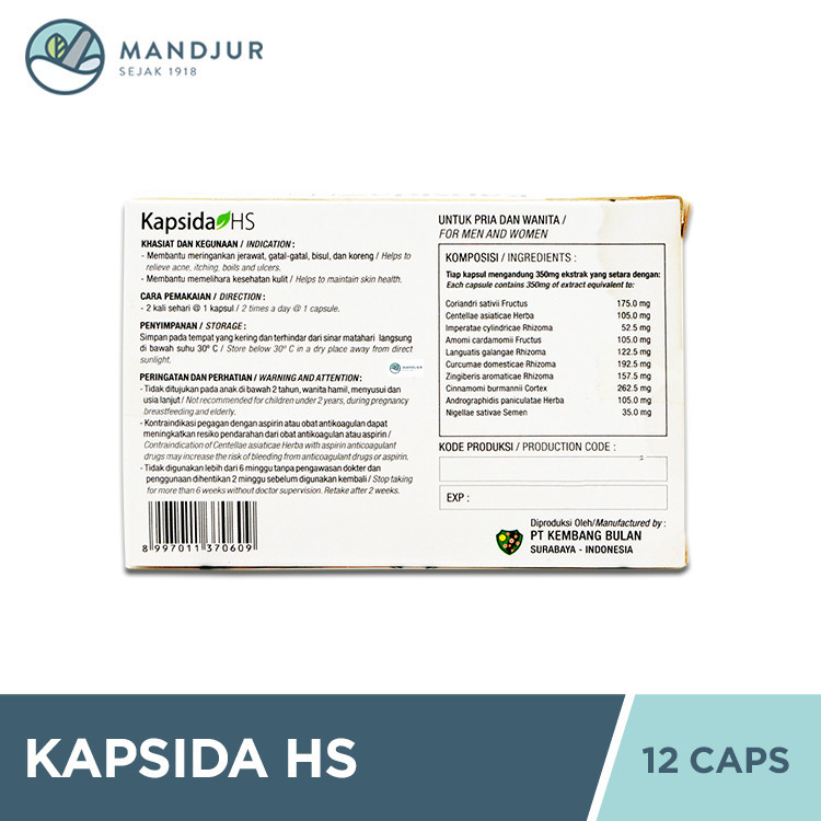 Jual Kapsida HS 12 Kapsul - Obat Gatal dan Jerawat dengan Ekstrak ...
