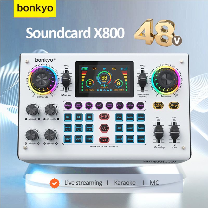 Jual Bonkyo X800 Sound Card Bluetooth Live SoundCard X800 48V Soundcard ...