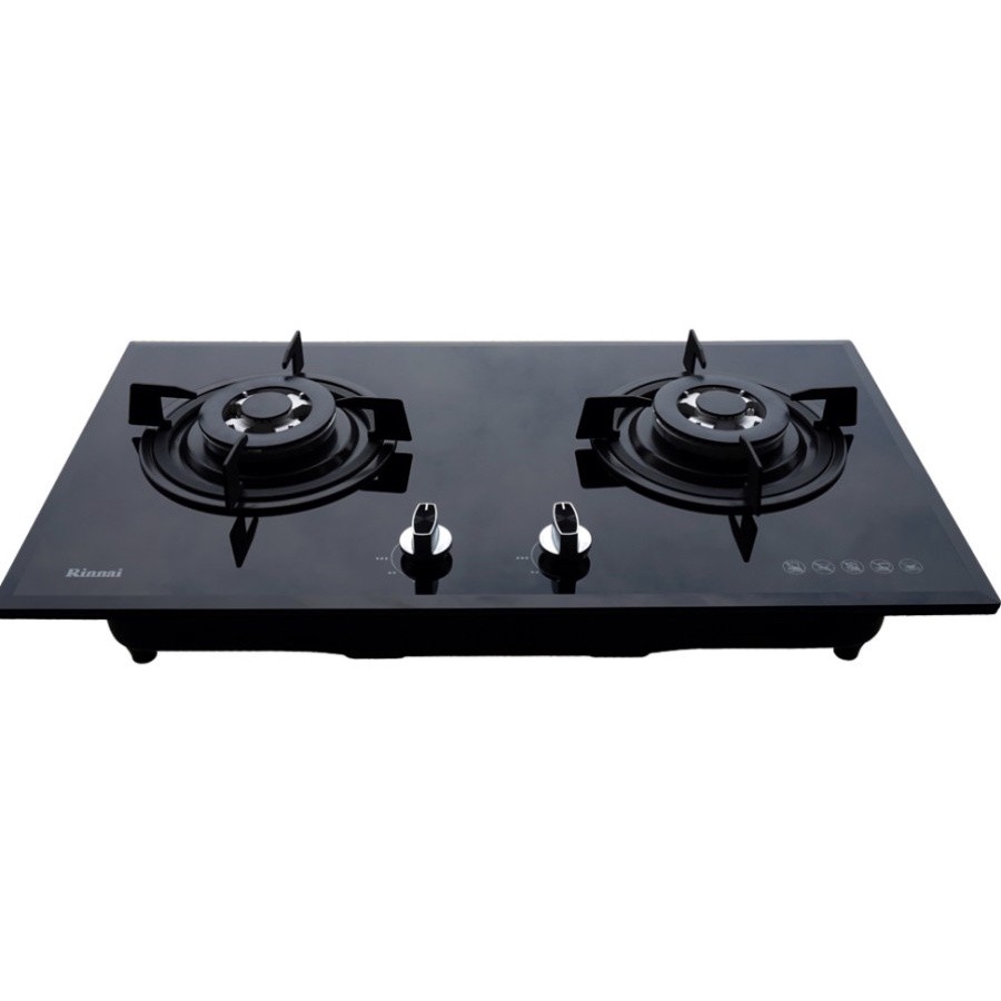 Jual Kompor Gas Tanam 2 Tungku Rinnai RB 772 ROG Glass Kaca Hitam Anti ...
