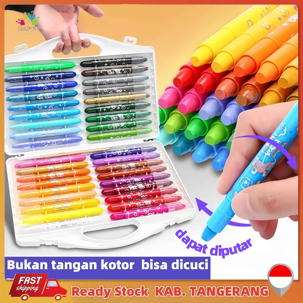 Jual (Bisa Dicuci)24/36/48 Warna Crayon Grasp Tahan Air & Non-Toksik ...