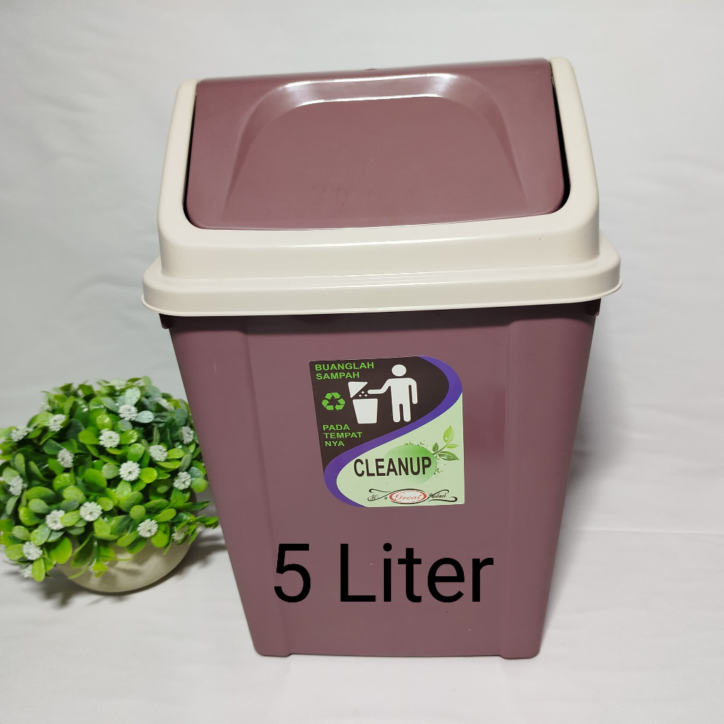 Jual GREAT - TEMPAT SAMPAH TUTUP 5 LITER - 15 LITER COKLAT KERANJANG TONG SAMPAH PLASTIK ...
