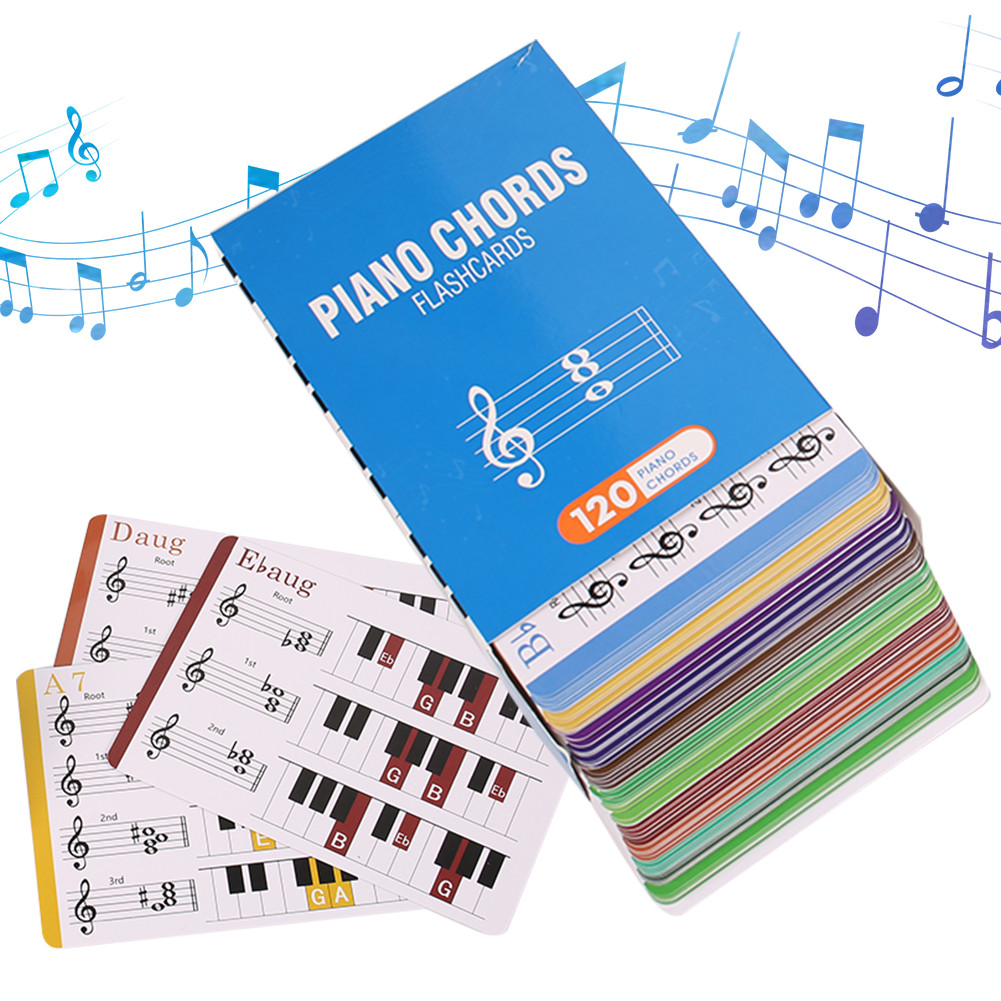 Jual Flash Cards for 120 Chords with Piano Chords Chart Fun Educational ...