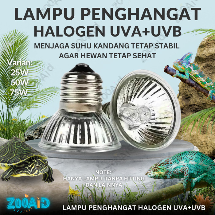 Jual Lampu 25 50 75 Watt Uva Uvb Reptil Reptile Pemanas Penghangat UV Sulcata Torto Kura Air ...