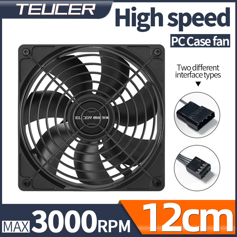 Jual TEUCER High Speed 3000RPM 12cm Case Fan Big 4Pin Chassis Power Supply Hydraulic Bearing 12V ...