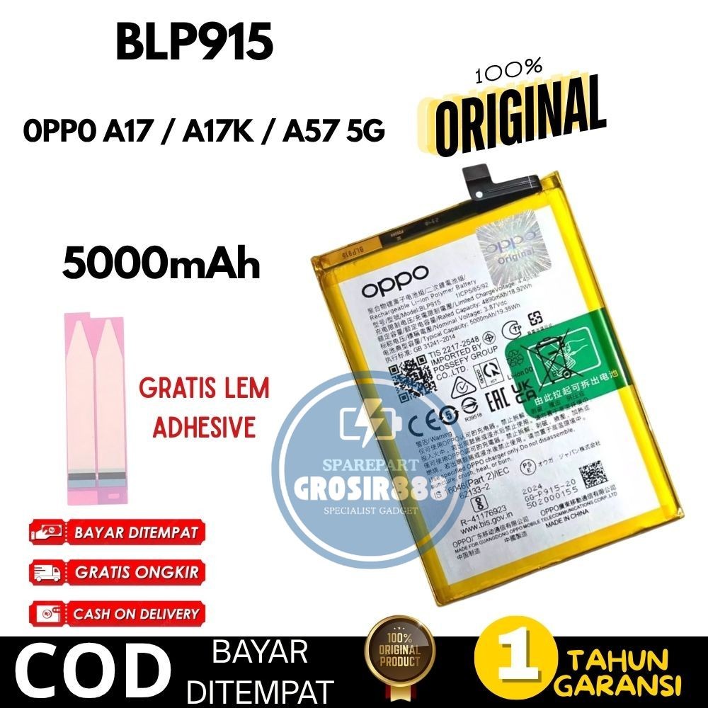 Jual BATERAI OPP0 A17 / OPP0 A17K / A57 5G BLP915 5000mAh ORIGINAL ...