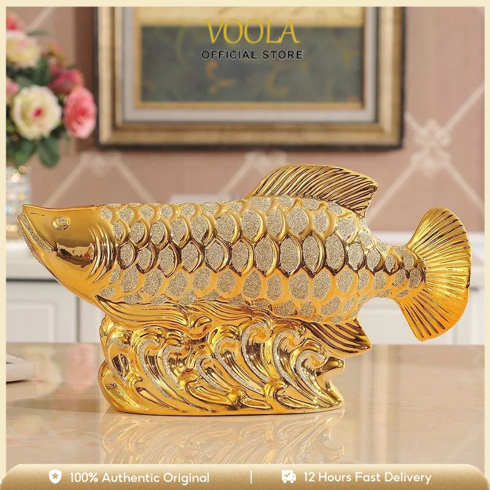 Jual VOOLA Pajangan Ikan Emas Keramik Pajangan Meja Hiasan Rumah Mewah ...