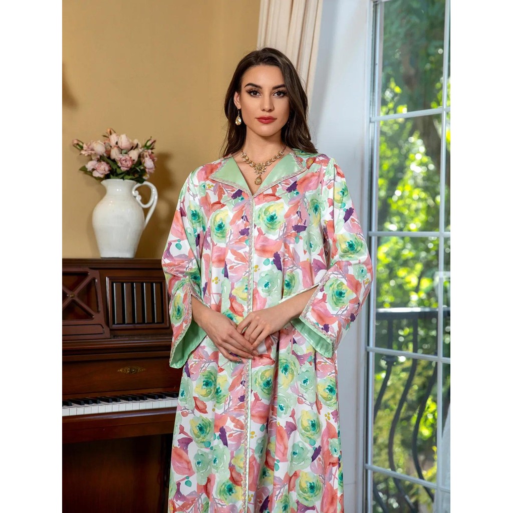 Jual Eid Mubarak amond Abaya Muslim Women Long Maxi Dresses Party Morocco Kaftan Dubai Islamic ...