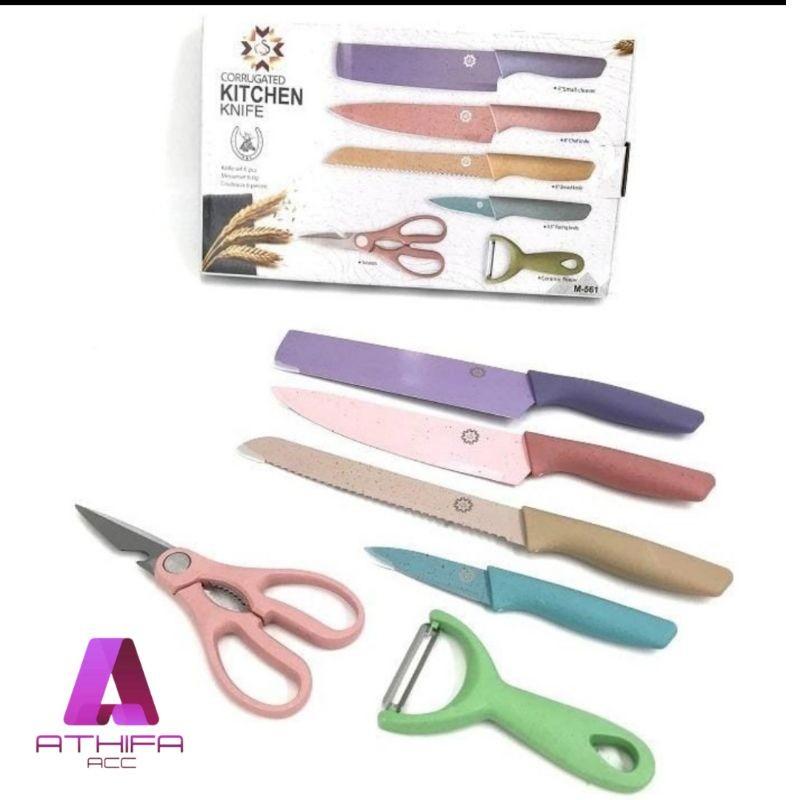 Jual Pisau Set EVCRIERH 6in1 Stainless Anti Lengket / Pisau Jerami Set ...
