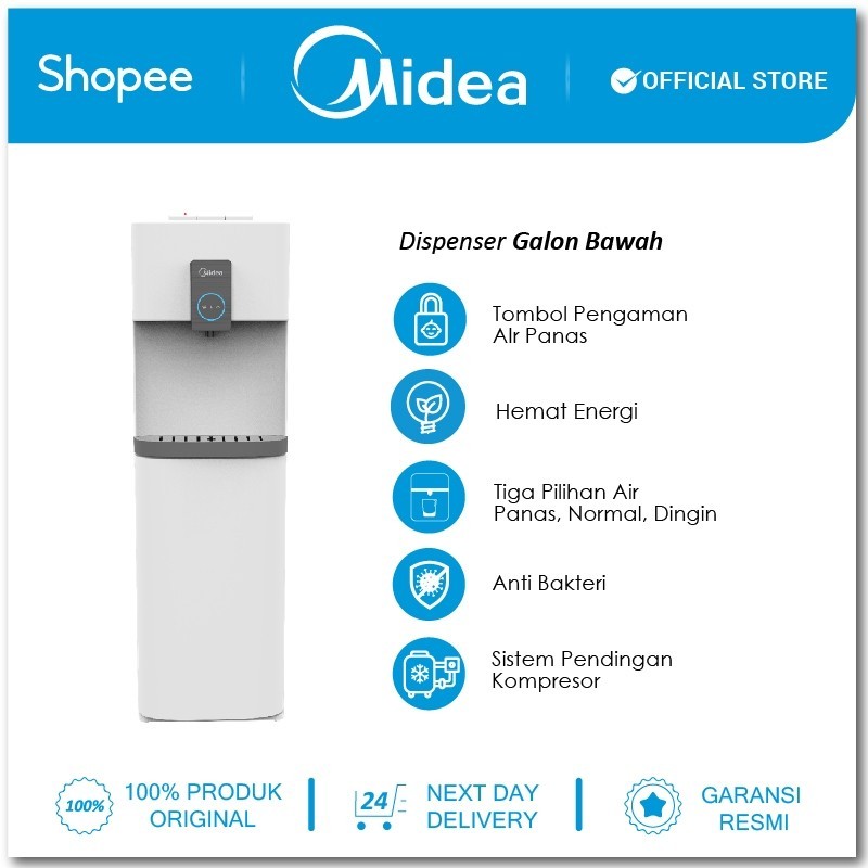 Jual Midea Water Dispenser Galon Bawah Putih Air Panas Dingin Es Food ...